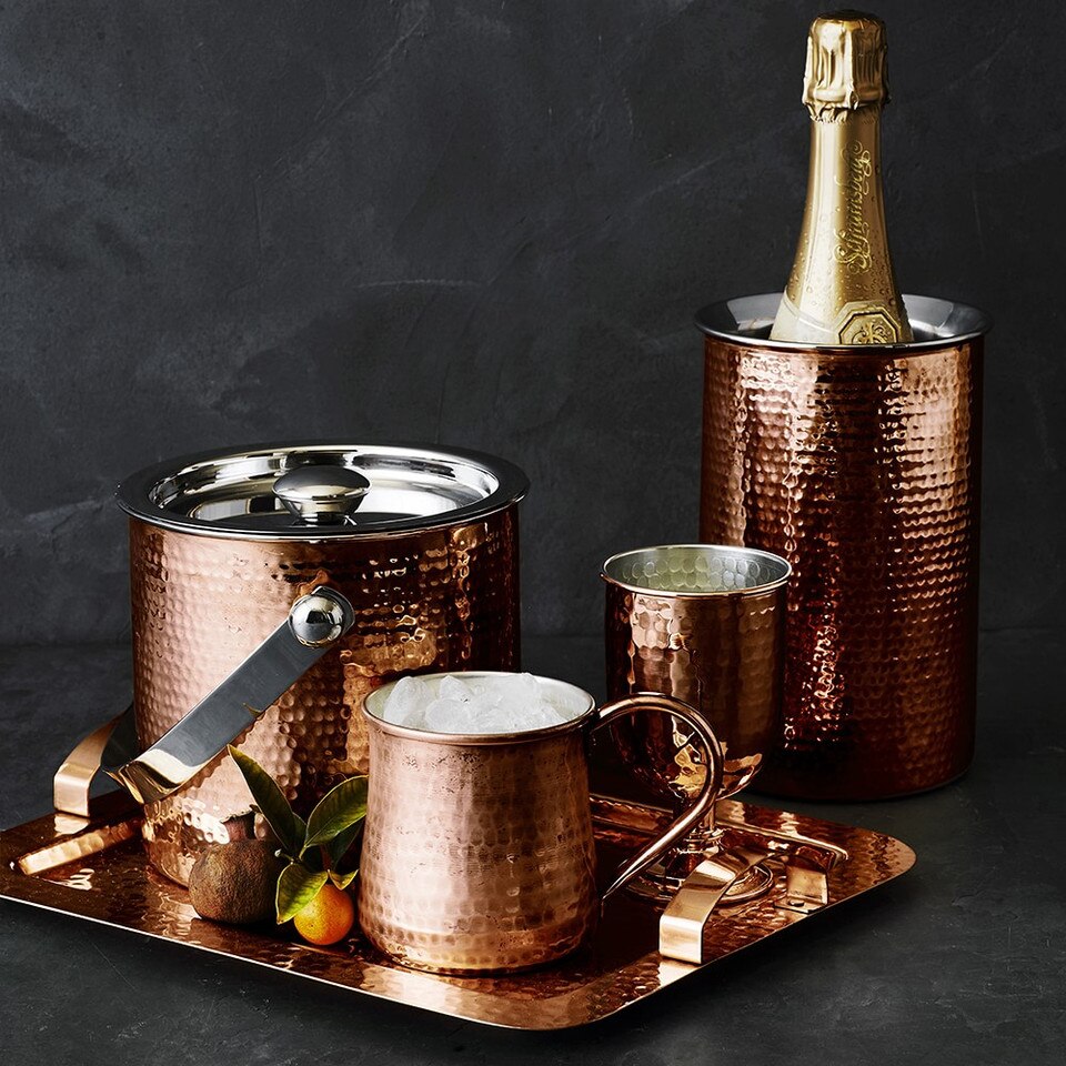 Hammered-Copper Ice Bucket With Lid - Williams Sonoma Australia