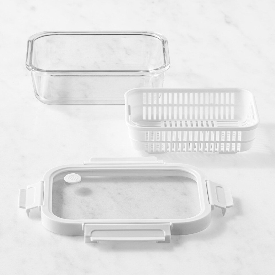 Hold-Everything Fridge Colander and Glass Storage Container | Williams ...