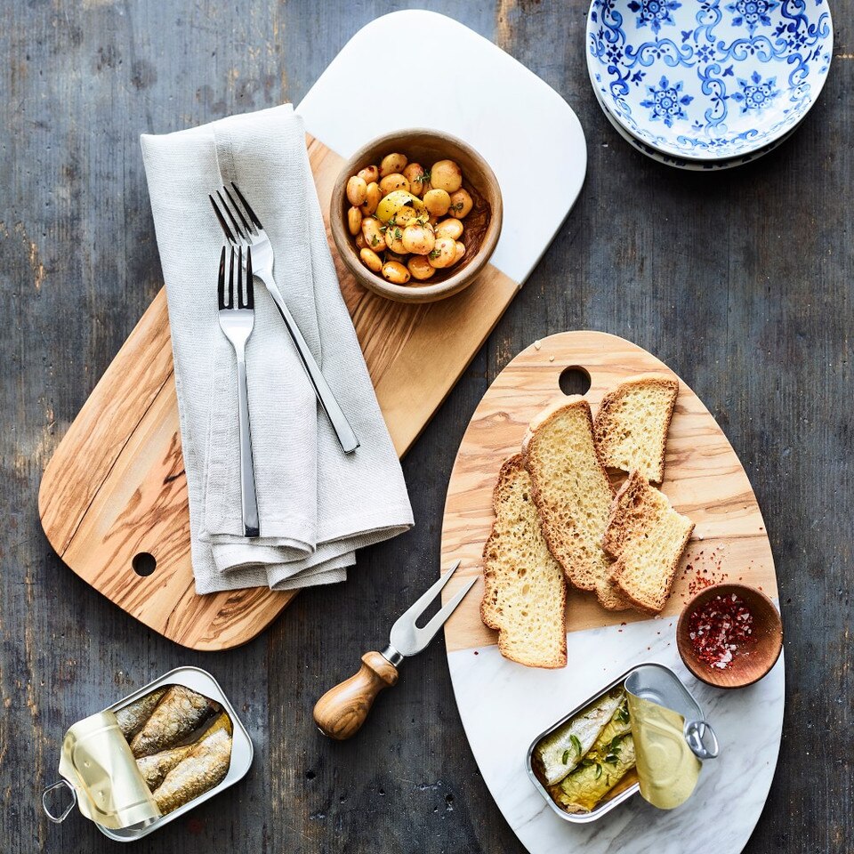 Olivewood & White Marble Oval Board - Williams Sonoma Australia