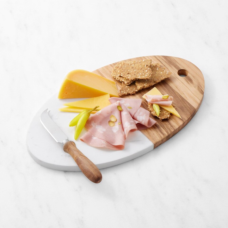 Olivewood & White Marble Oval Board | Williams Sonoma Australia