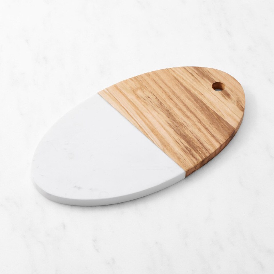 Olivewood & White Marble Oval Board | Williams Sonoma Australia