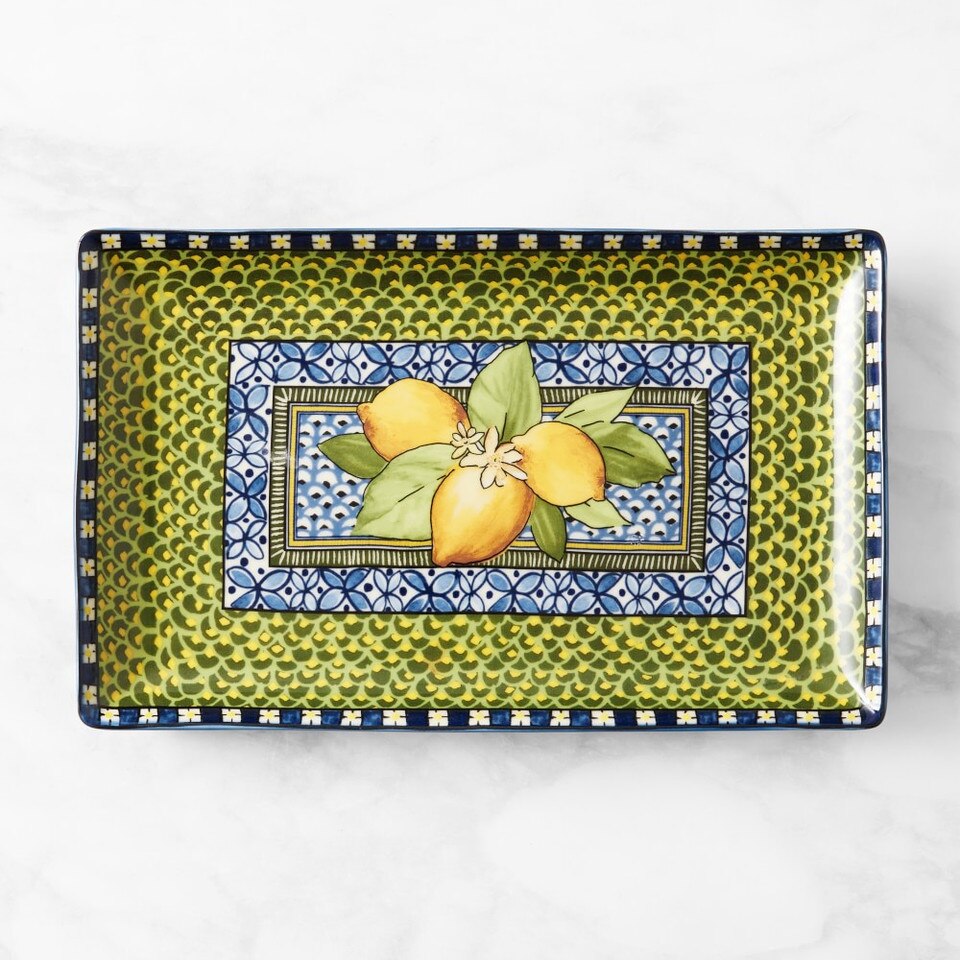 Sicily Ceramic Rectangular Platter, Medium, Green | Williams Sonoma AU