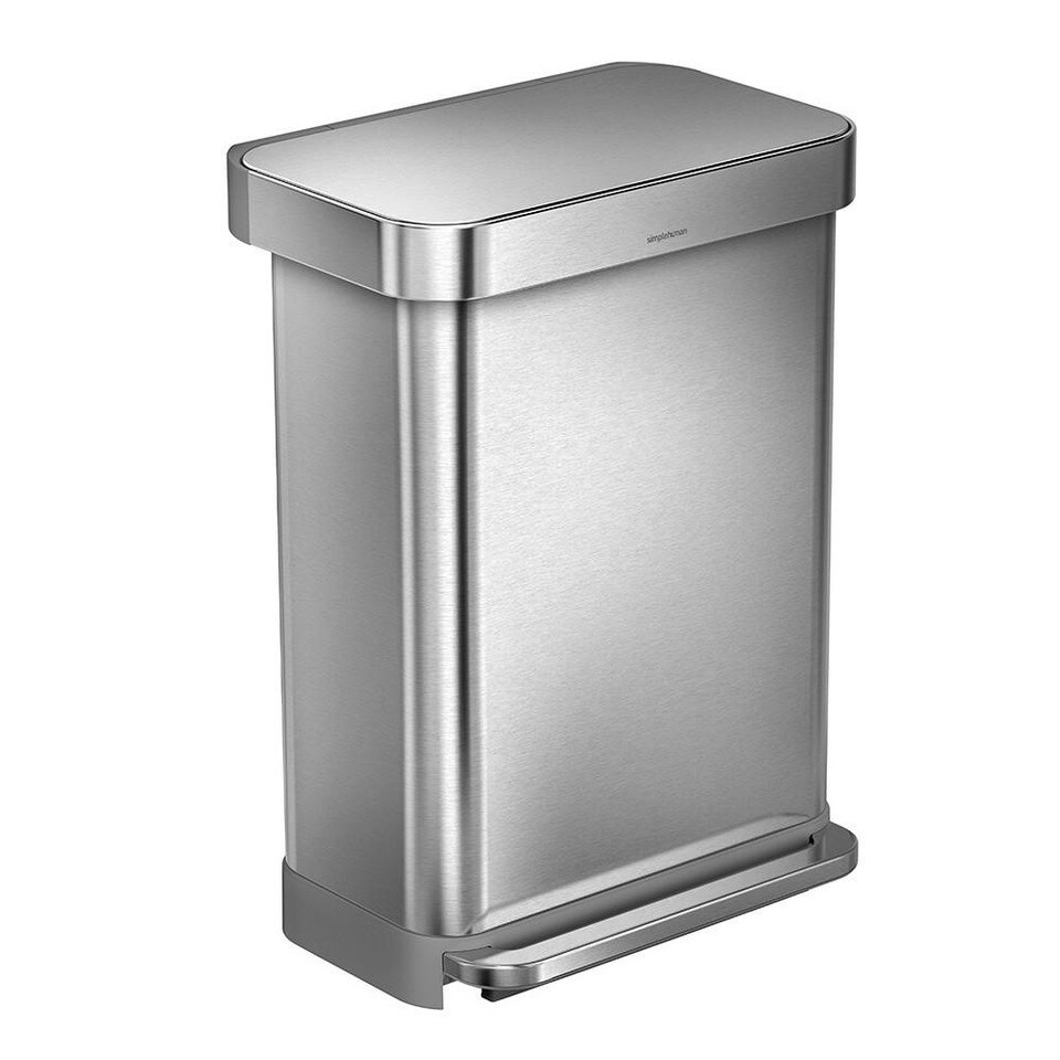 simplehuman™ Rectangular Step Rubbish Bin with Liner Pocket, Brushed ...