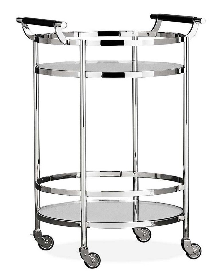 Truman Round Bar Cart, Antique Brass, Saddle Leather | Williams Sonoma AU