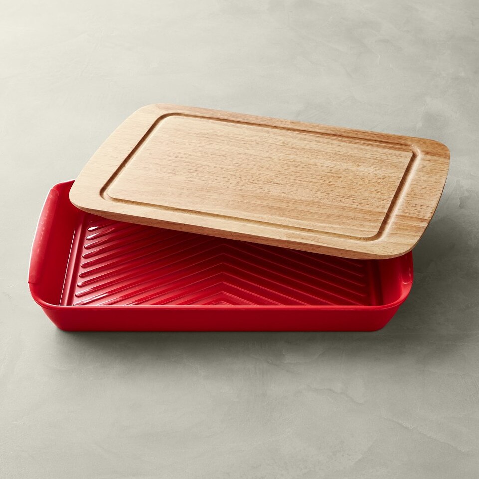 Williams Sonoma Barbecue Prep Marinade Tray with Wood Lid - Williams ...