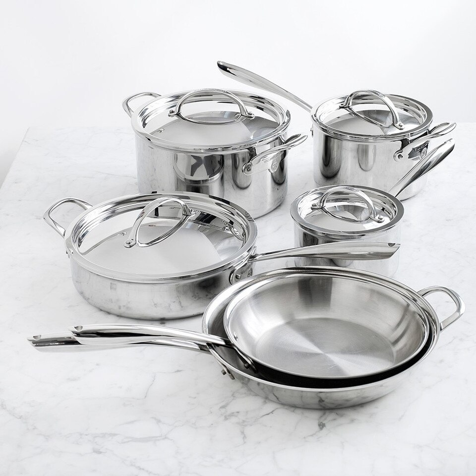 Williams Sonoma Thermo-Cladâ„¢ Stainless-Steel 10-Piece Cookware Set ...